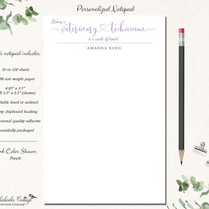 Vet Tech Gift, Personalized Notepad, Veterinary Technician Gift, Vet ...