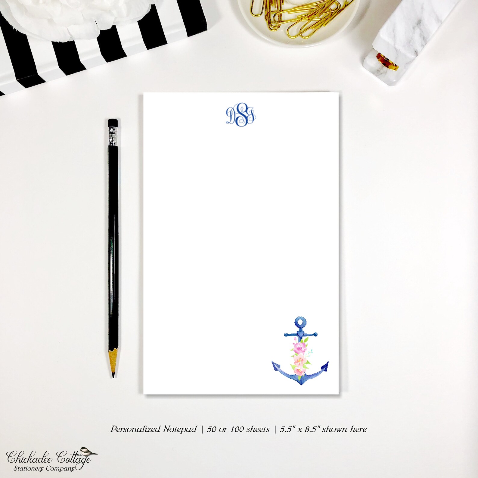 Personalized Anchor Notepad, Anchor Gift for Her, Stationery/stationary ...