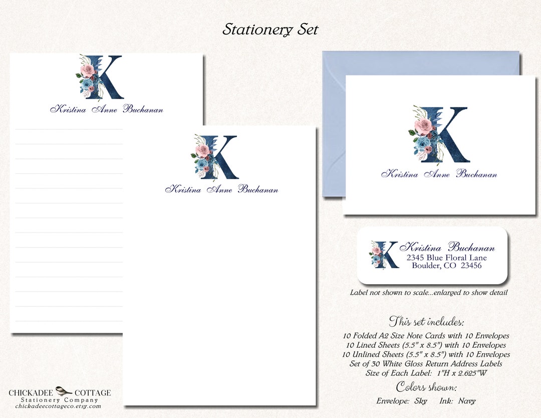 Stationery Set, Personalized Stationary Gift Set, Letter Writing Paper ...
