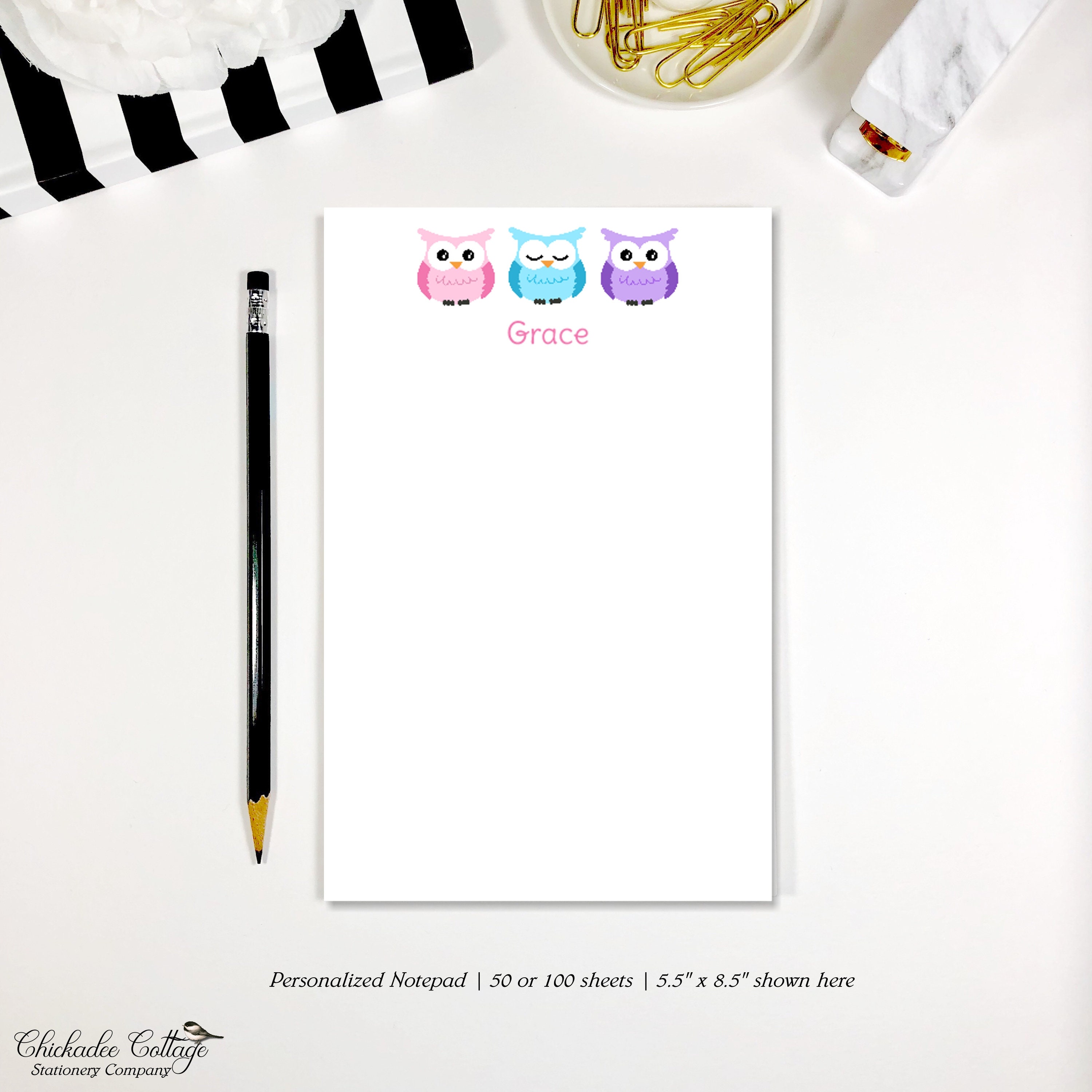 Owl Stationery Owl Gifts Owl Personalized Notepad Owl | Etsy