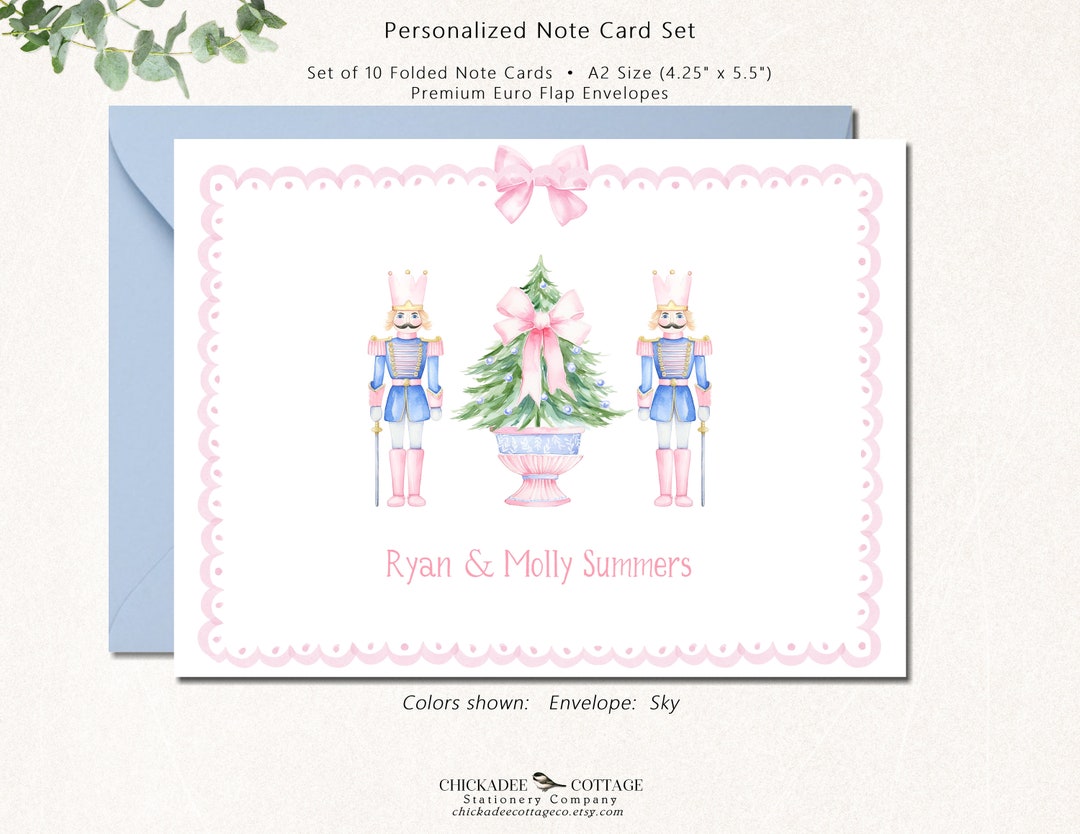 Pink Christmas Nutcracker Note Cards, Christmas Stationery ...
