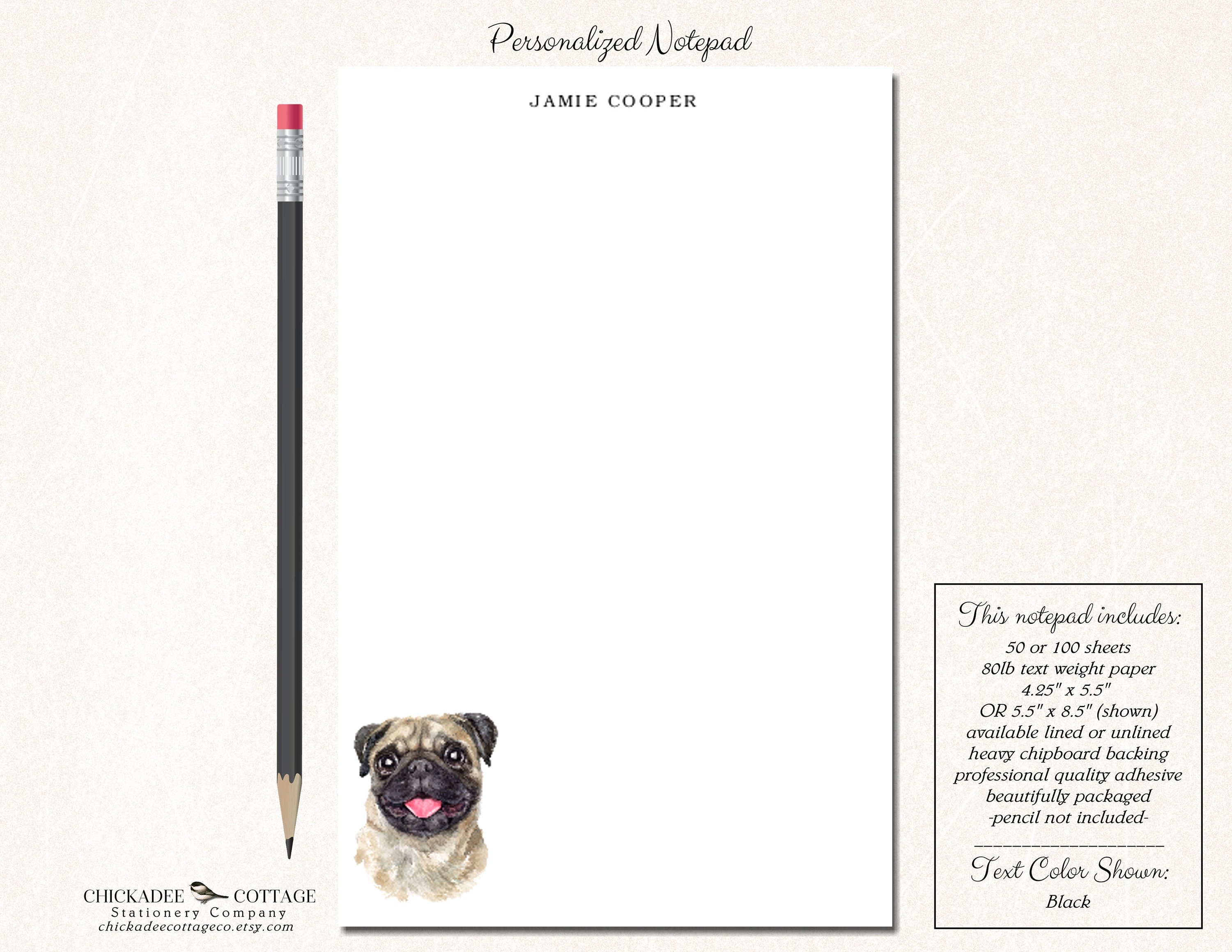 Personalized Pug Dog Notepad Pug Gift Dog Gifts Stationery | Etsy