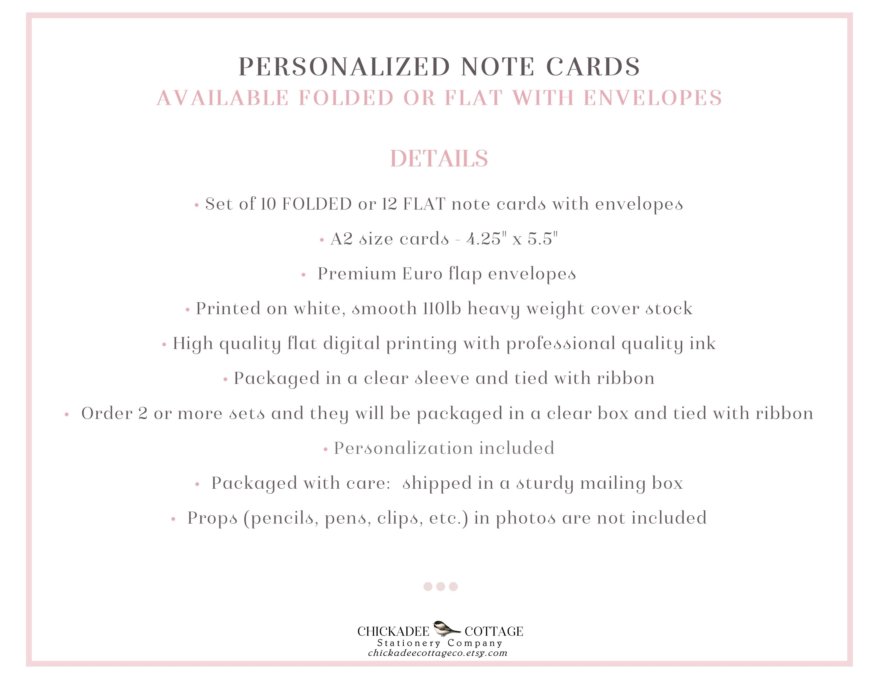 Note Cards With Envelopes Personalized Stationary Custom | Etsy