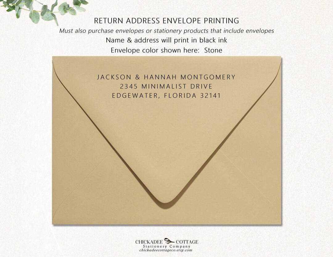 Return Address Printing Add-on, Personalized Custom Envelopes, Must ...