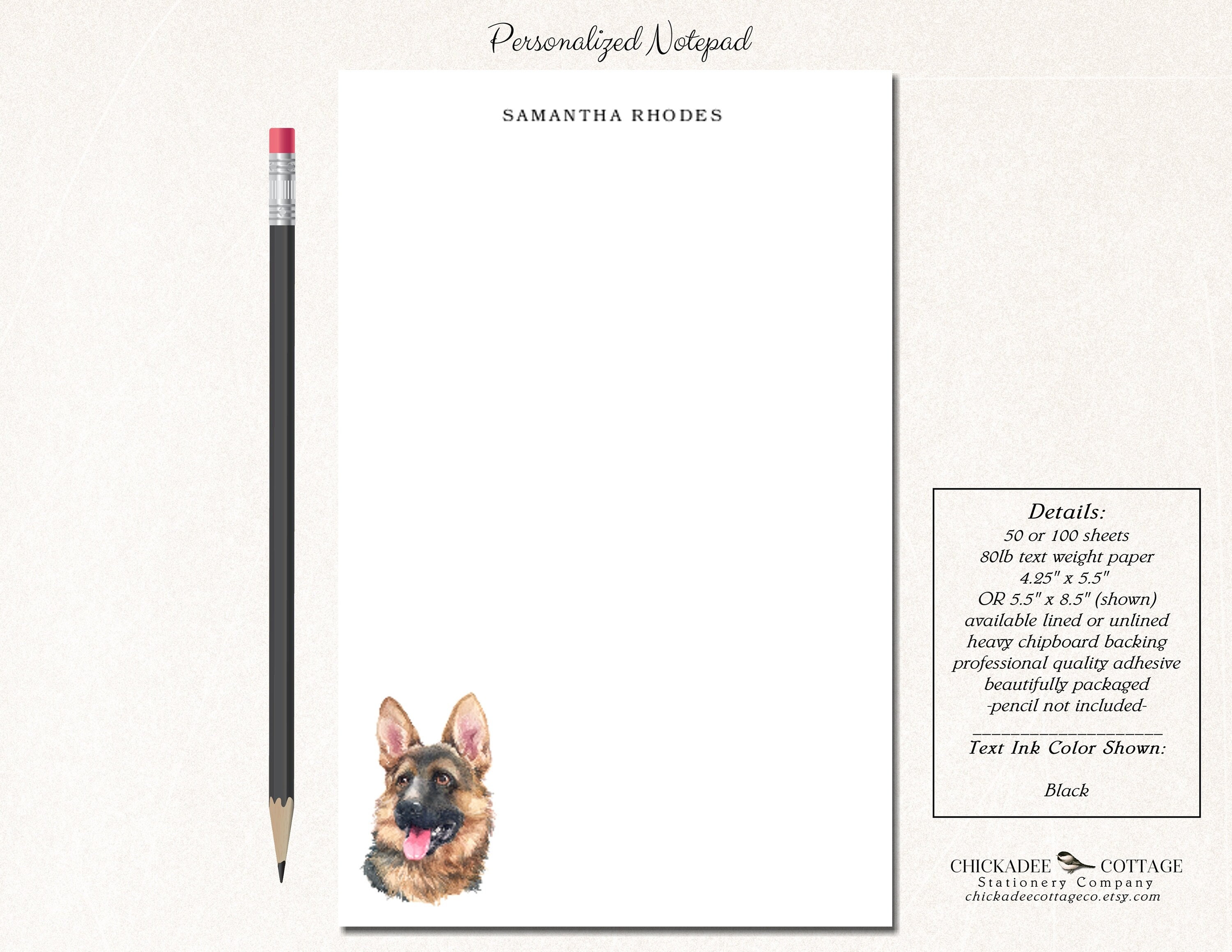 Personalized German Shepherd Dog Notepad, German Shepherd Gift, Dog ...