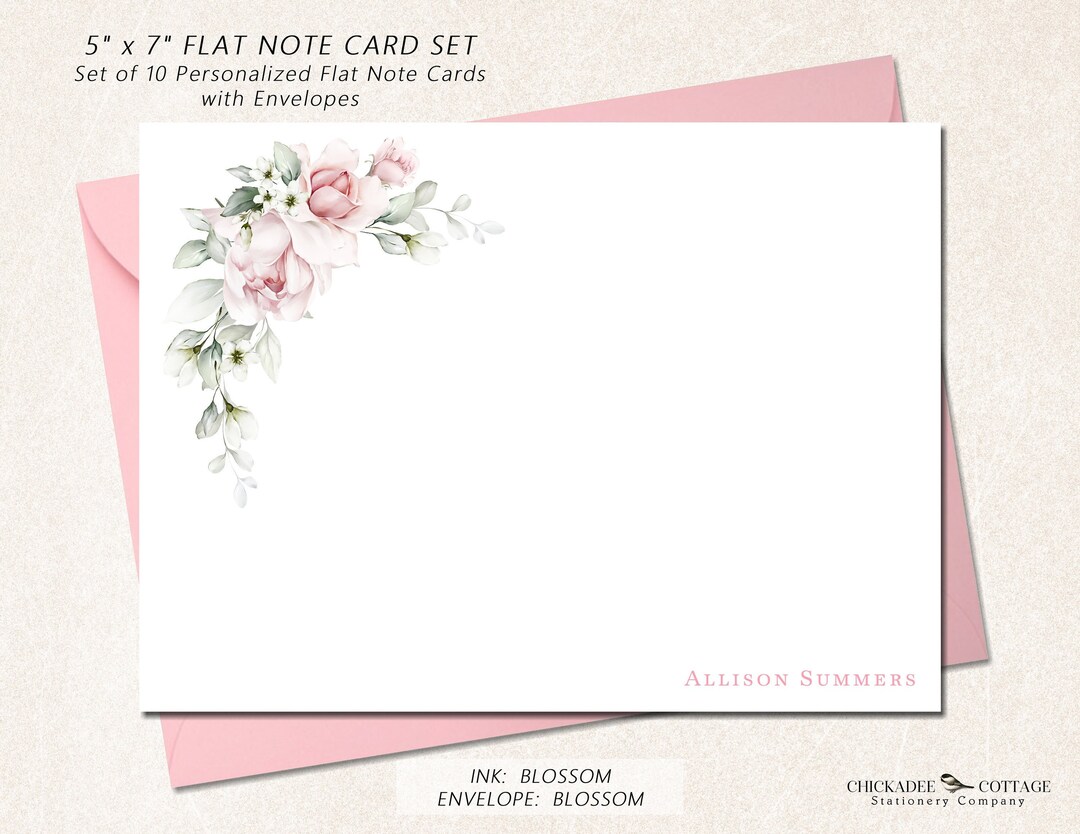 Personalized Note Cards Set With Envelopes for Women, Set of 10 Flat 5 ...