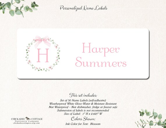 Personalized School Labels for Girls Name Stickers School | Etsy