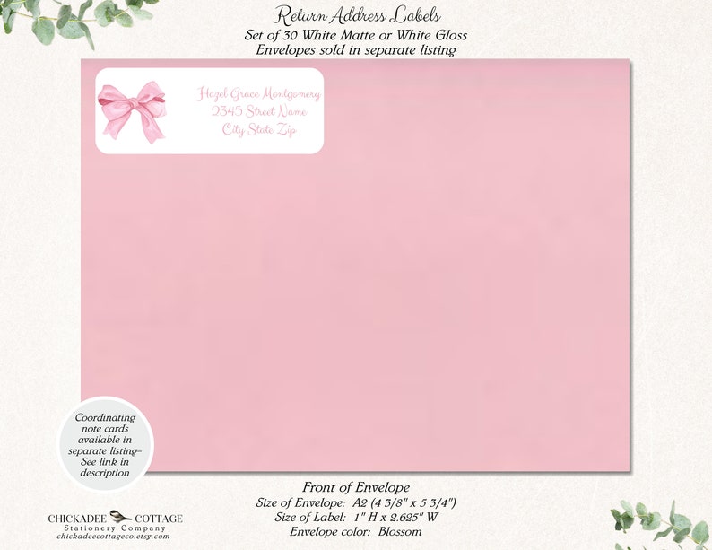 Bow Return Address Labels | Return Address Stickers | Girl Baby Shower ...