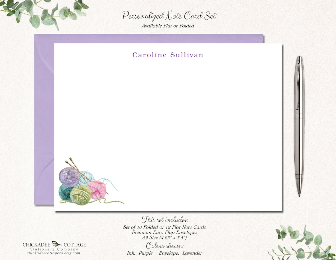 Knitting Personalized Stationery | Knitting Personalized Note Cards ...