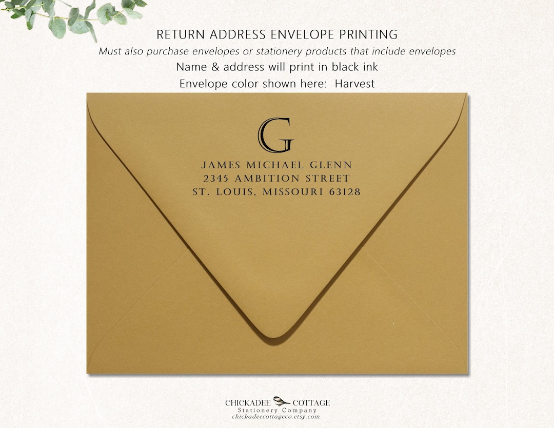 Return Address Printing Add-on, Personalized Envelopes, Must Also ...