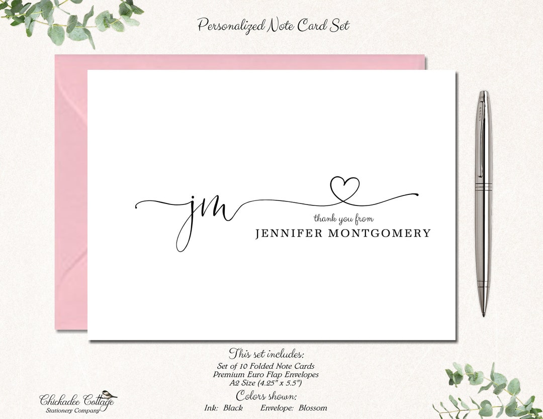 Monogram Thank You Cards, Personalized Thank You Cards, Thank You Notes ...