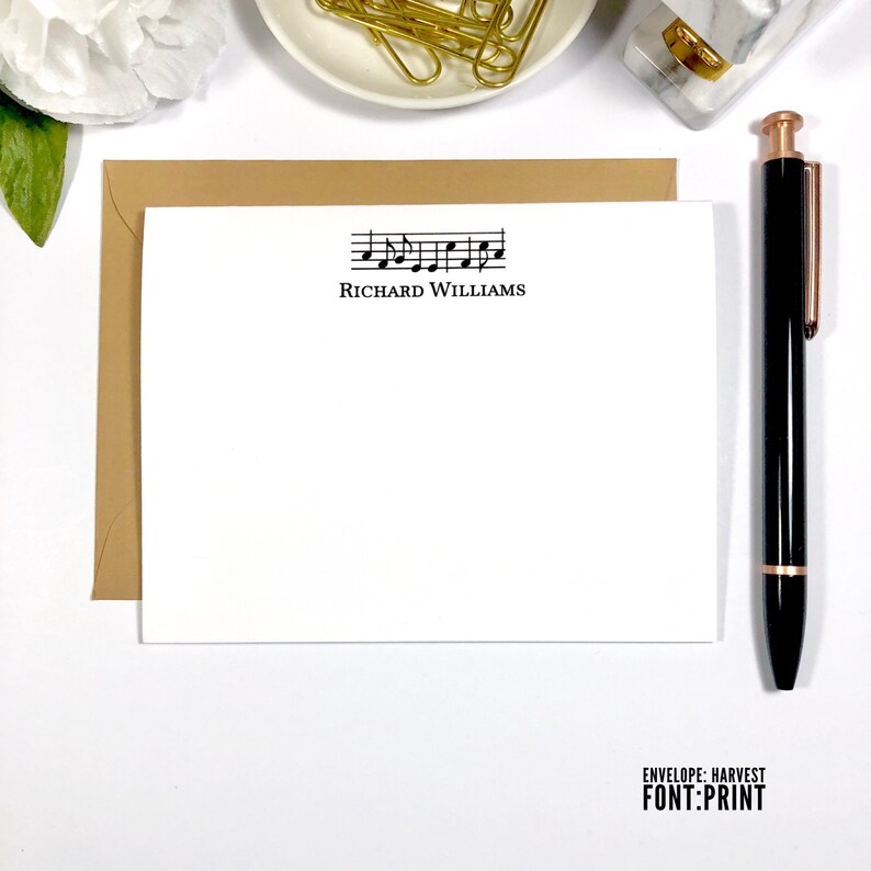 Personalized Music Note Card Set | Personalized Stationary Cards | Gift ...