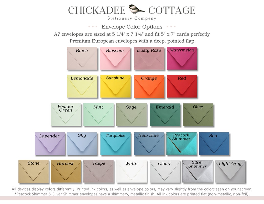 Envelopes for 5" X 7" Invitations, A7 Envelopes (5 1/4" X 7 1/4 ...