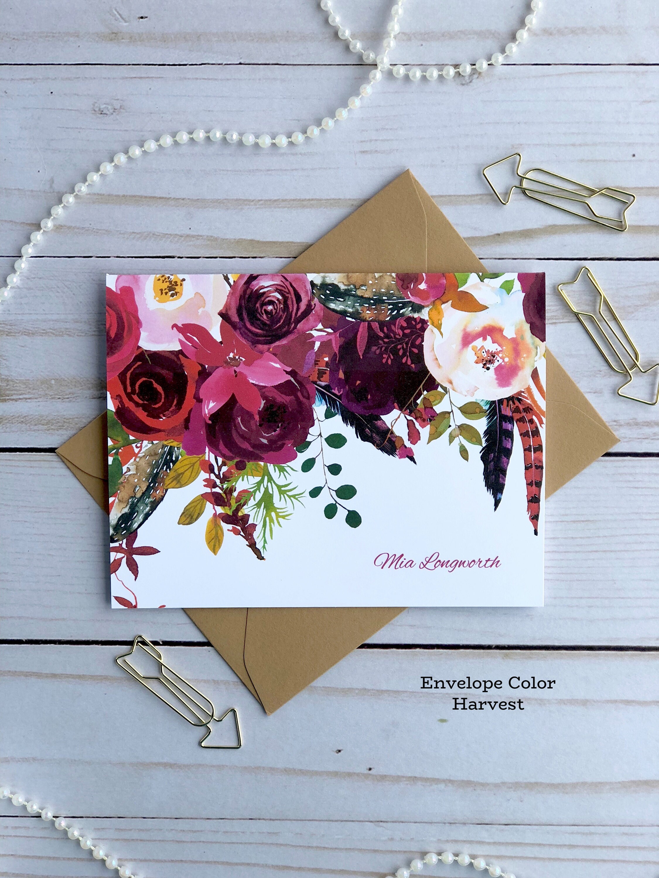 Floral Note Card Set Floral Stationery Stationary Floral - Etsy