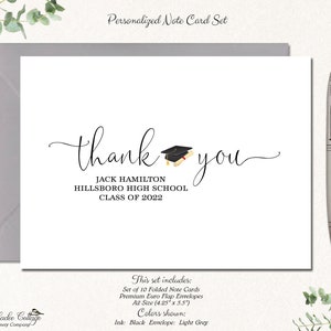 Personalized Graduation Thank You Cards Set With Envelopes - Etsy