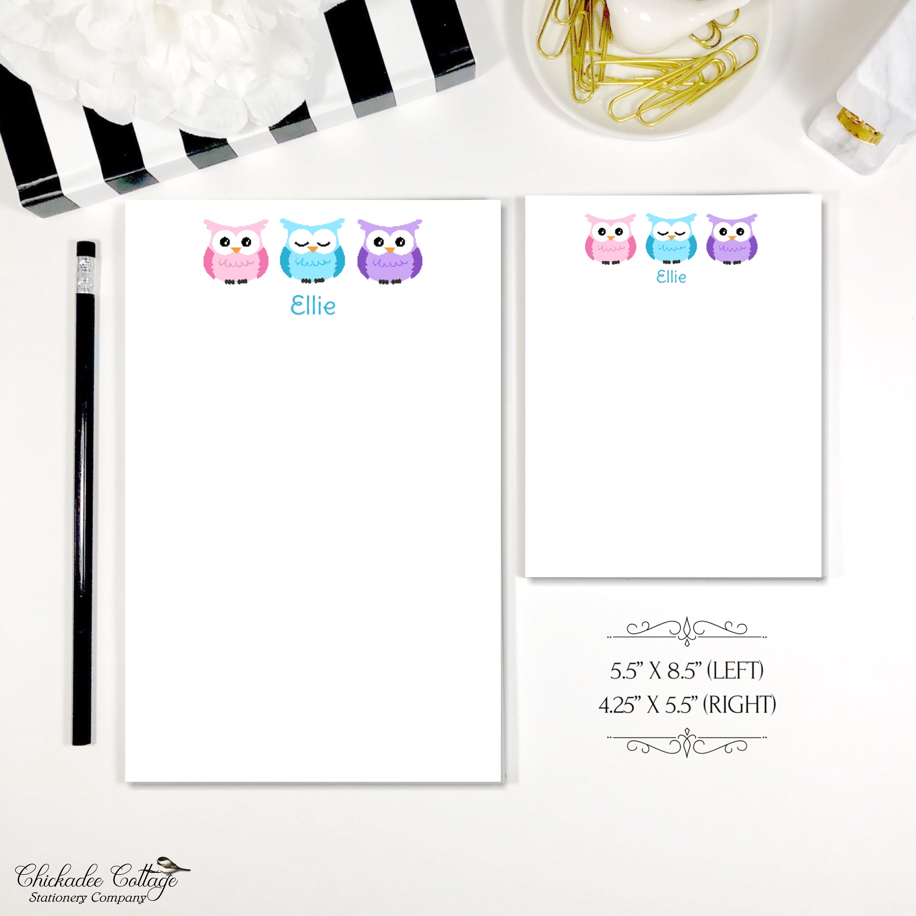 Owl Stationery Owl Gifts Owl Personalized Notepad Owl | Etsy