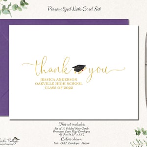 Personalized Graduation Thank You Cards Set With Envelopes - Etsy