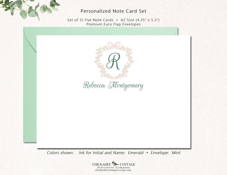 Personalized Monogram Note Cards With Envelopes Set of 12 - Etsy
