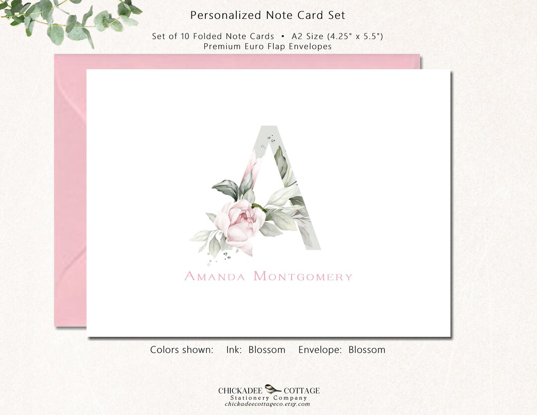 Monogram Note Cards, Personalized Monogrammed Stationery, Monogram ...