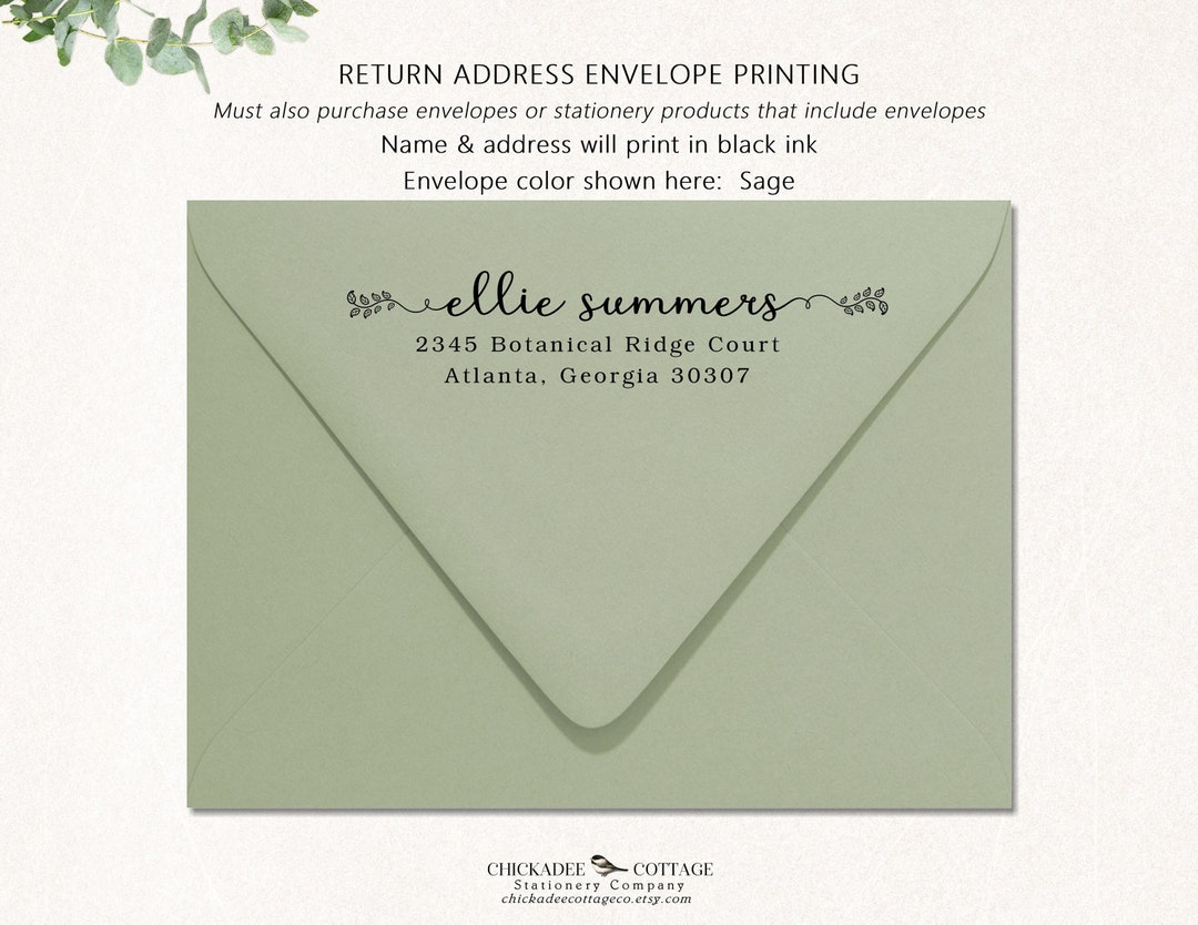Return Address Printing Add-on, Personalized Custom Envelopes, Must ...