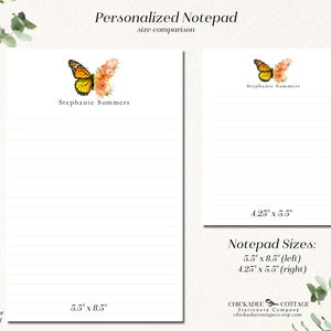 Personalized Monarch Butterfly Notepad, Butterfly Gift, Stationery ...