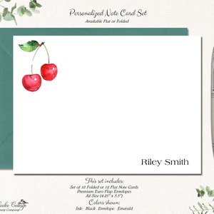 Personalized Cherry Note Cards, Stationery With Fruit, Cherry Gift ...