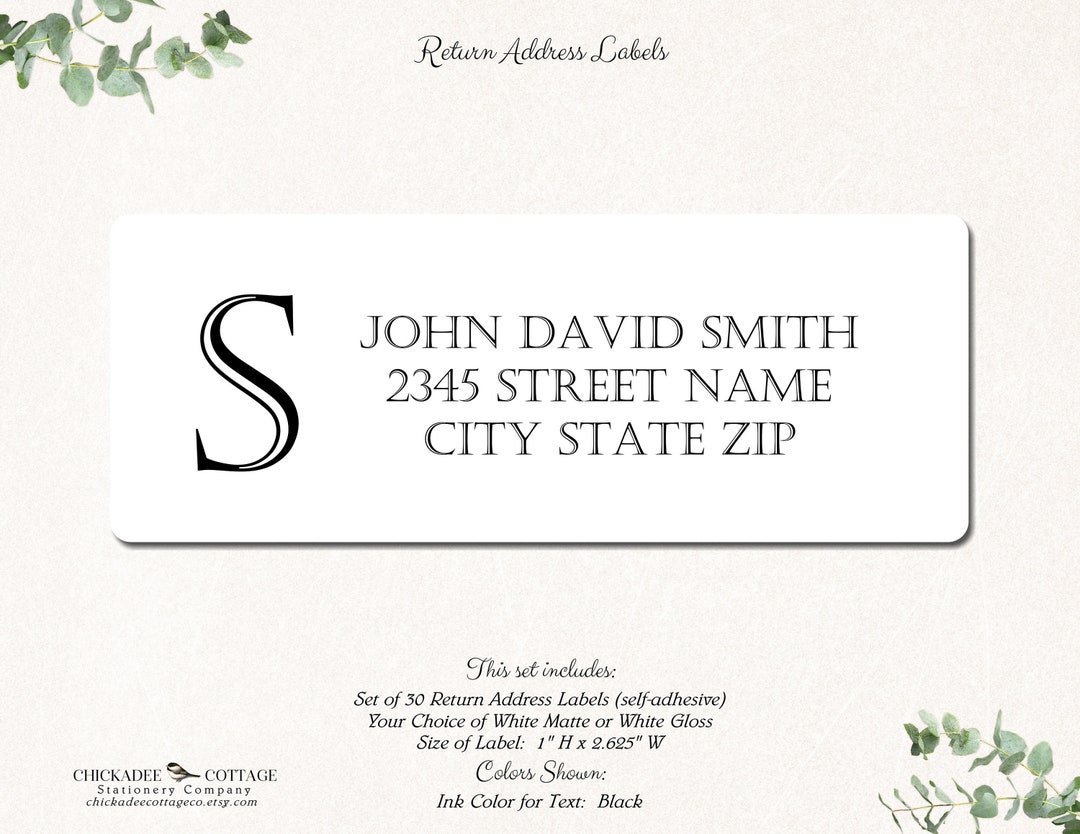Return Address Labels | Monogram Initial Stickers | Personalized Gift ...