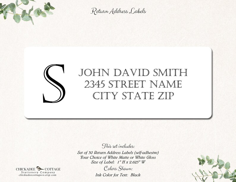Return Address Labels Monogram Initial Stickers | Etsy