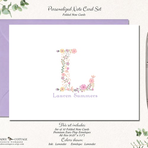 Personalized Floral Note Cards Set Personalized Stationery - Etsy
