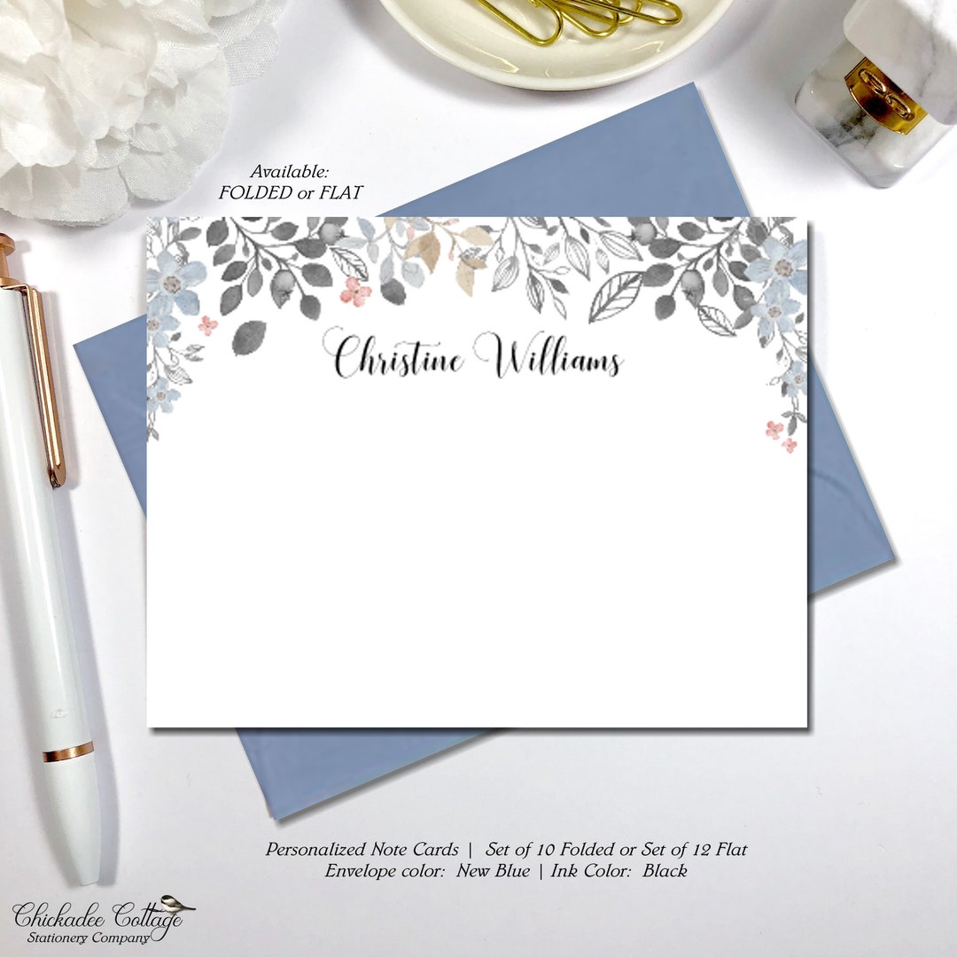 Personalized Flower Note Card Set With Envelopes | Gift for Her | Flat ...