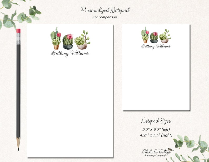 Cactus Cute Personalized Notepad | to Do List Note Pad| Personalized ...