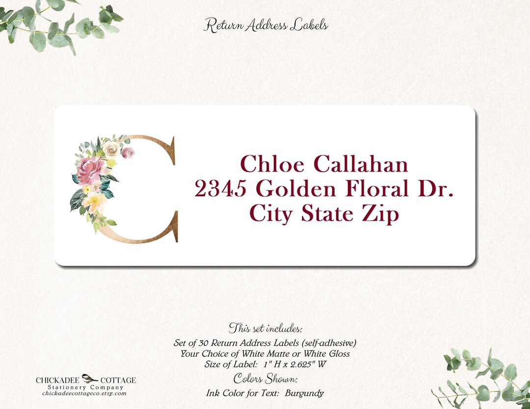 Monogram Return Address Labels, Floral Return Address Stickers ...