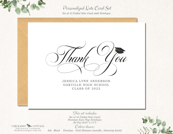 Graduation Thank You Cards Personalized Graduation Thank You - Etsy