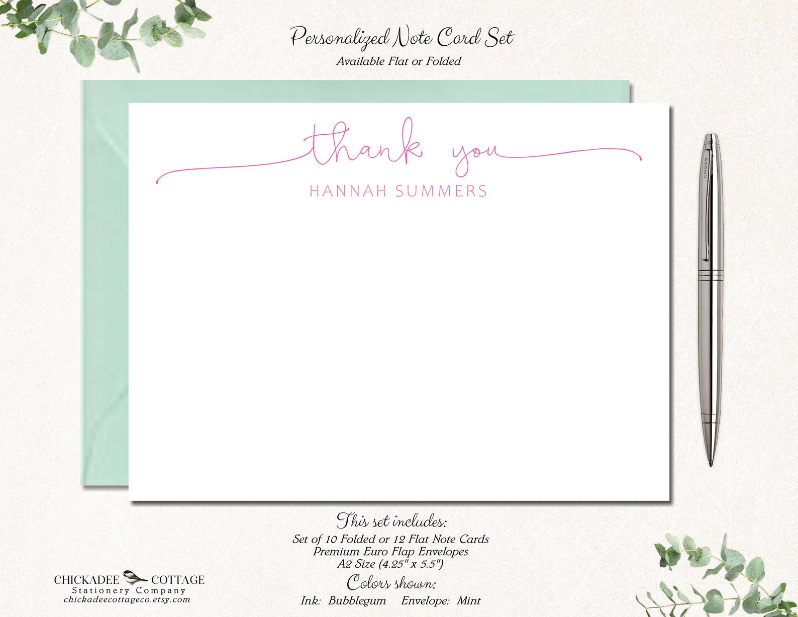 Personalized Script Thank You Cards | Thank You Notes | Flat or Folded ...