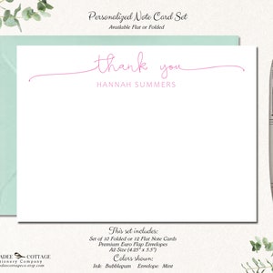 Personalized Script Thank You Cards | Thank You Notes | Flat or Folded ...