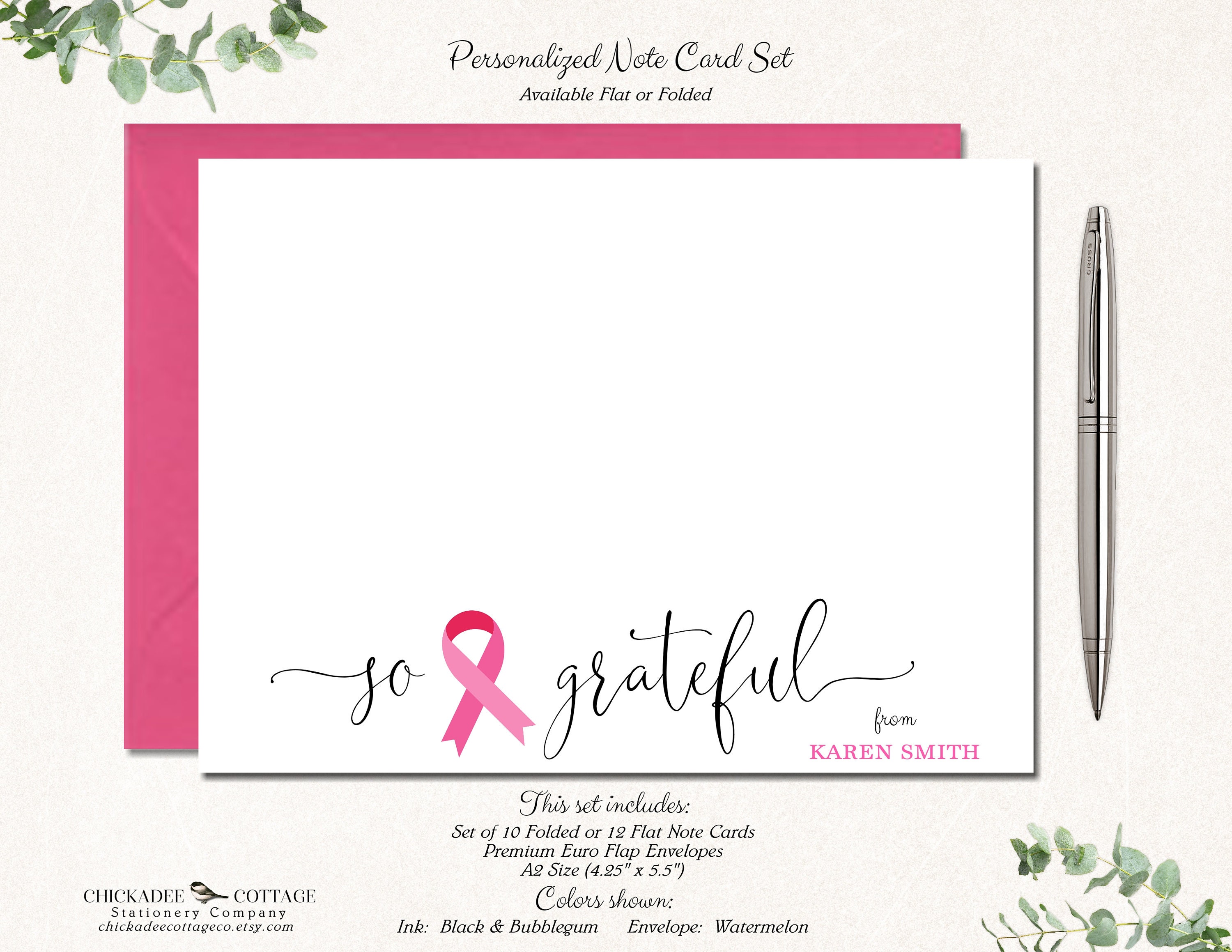 Personalized Breast Cancer Thank You Cards | Cancer Awareness Notes - Etsy