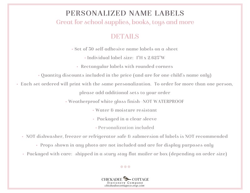 Personalized School Supply Labels for Girls, Name Stickers ...