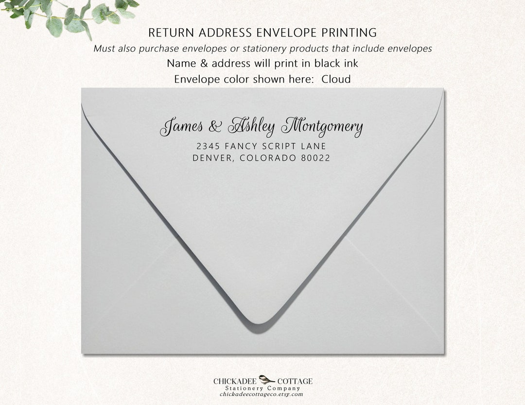 Return Address Printing Add-on, Custom Personalized Envelopes, Must ...