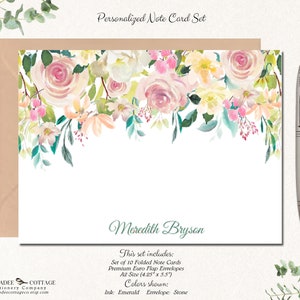 Pink Floral Note Cards With Envelopes, Pink Flower Notecards ...