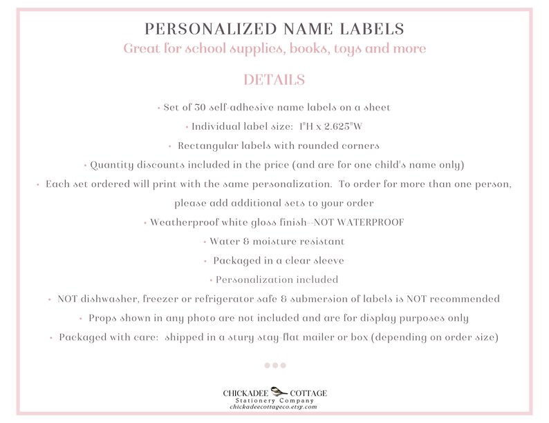 Personalized School Supply Labels for Girls, Name Stickers, Back to ...