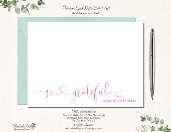 12 Personalized Thank You Notes Greeting Cards Paper & Party Supplies ...