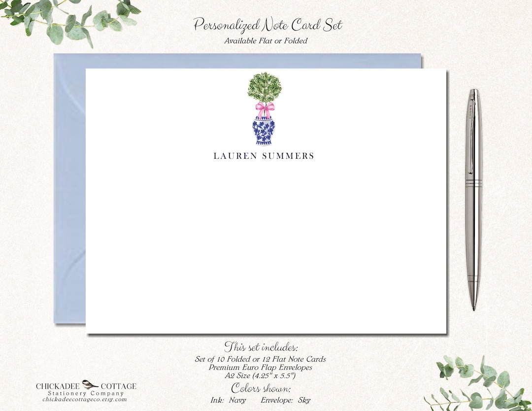 Personalized Ginger Jar Note Card Set With Envelopes | Topiary Ginger ... Personalized Ginger Jar Note Card Set With Envelopes | Topiary Ginger ...