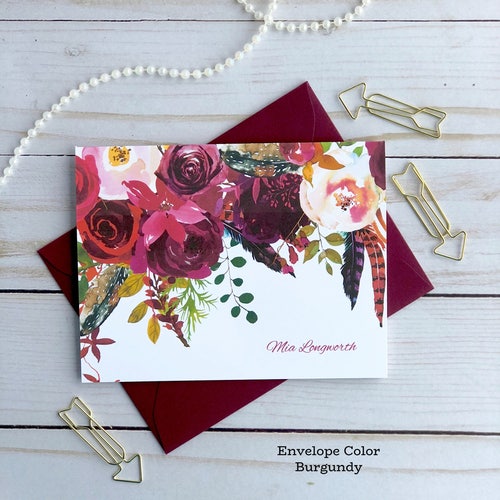 Personalized Floral Note Cards Set Personalized Stationery - Etsy