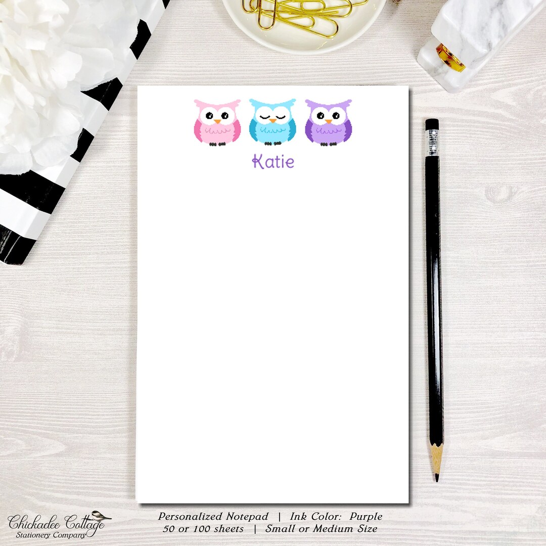 Personalized Owl Notepad | Cute Stationery Gift - Etsy