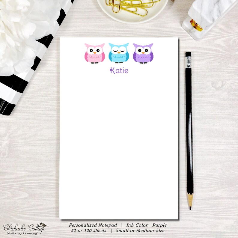 Owl Stationery Owl Gifts Owl Personalized Notepad Owl - Etsy
