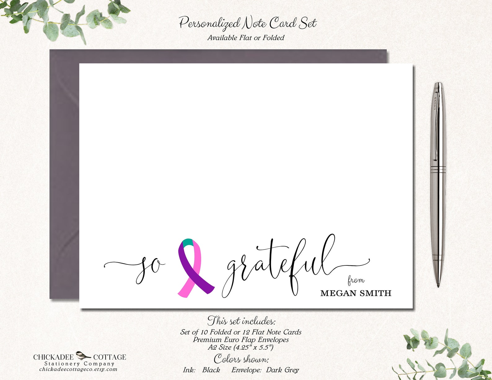 Personalized Thank You Cards Thyroid Cancer | Cancer Card | Cancer ...