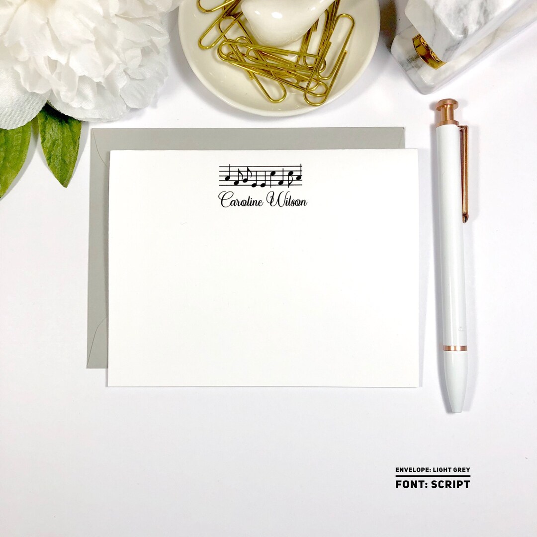Personalized Music Note Card Set | Personalized Stationary Cards | Gift ...