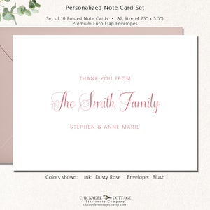 Personalized Family Thank You Cards, Set of 10 Stationery Notes ...