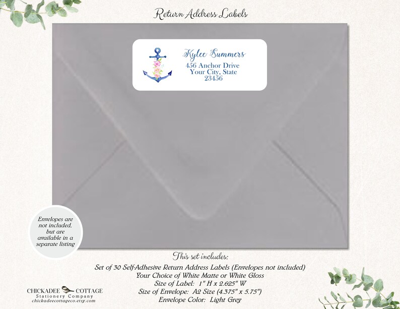 Nautical Return Address Labels With Anchor Return Address | Etsy