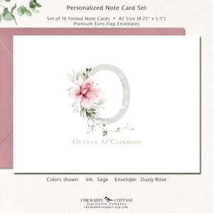 Monogram Note Cards, Personalized Monogrammed Stationery, Monogram Thank You Cards, Initial ...